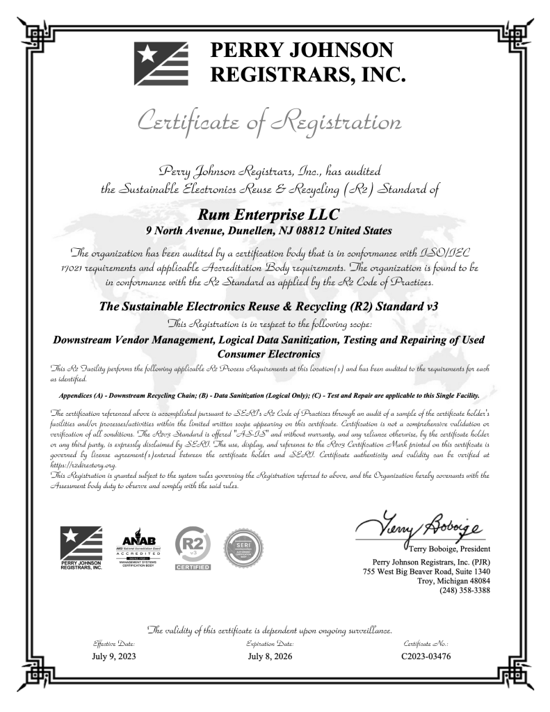 Certified Electronics Recycler